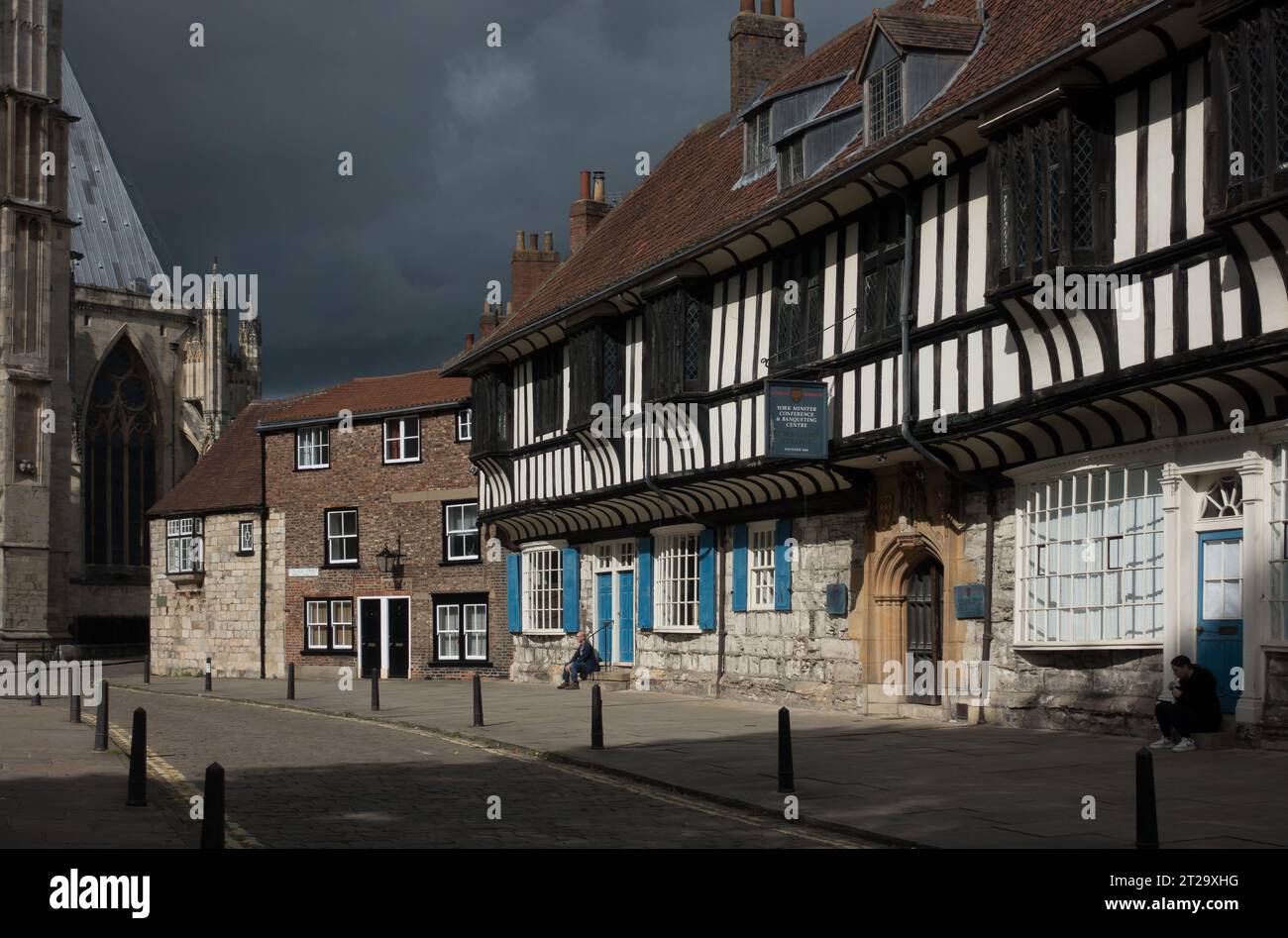 Beautiful beamed houses in College Street, York, England Stock Photo ...