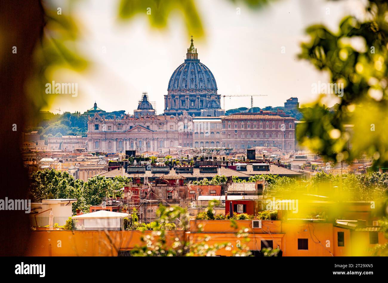 Panorama of Rome and Basilica of St. Peter in a summer day in Vatican ...