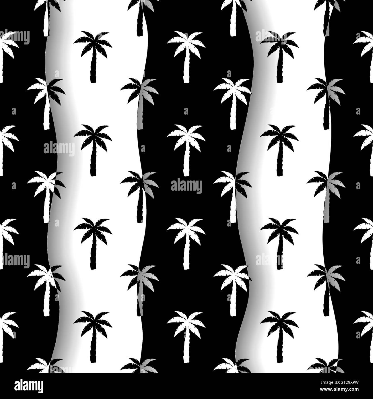 Palm seamless pattern. Repeated palm trees pattern. Black coconut tree ...