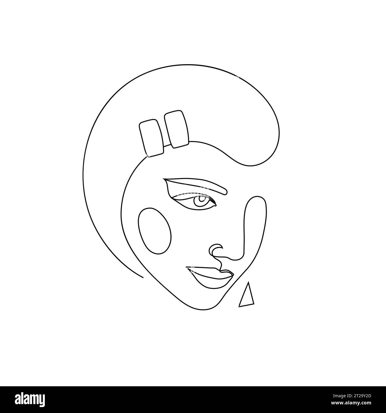 Vector minimalist style portrait. Line, continuous linear woman ...