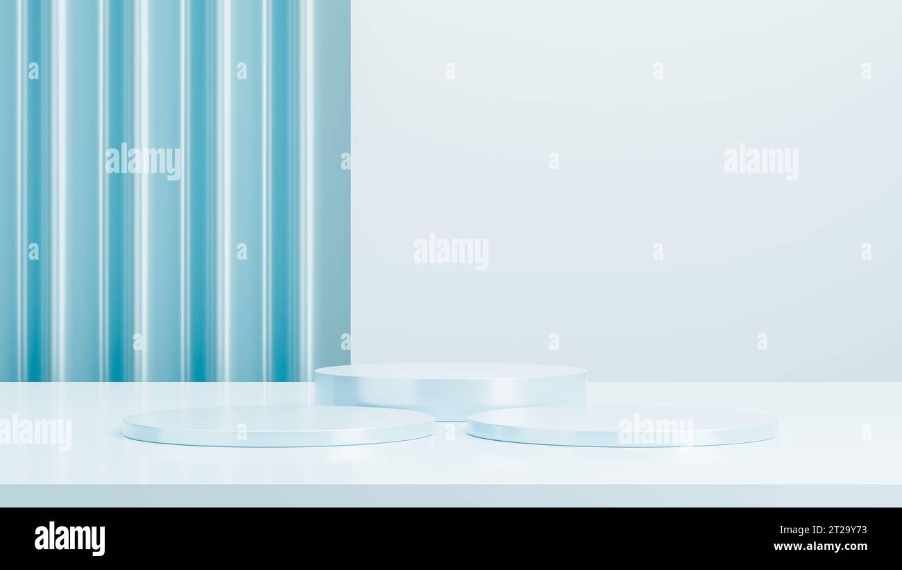 Empty round podium, modern pedestal and platform, stand stage, cylinder ...