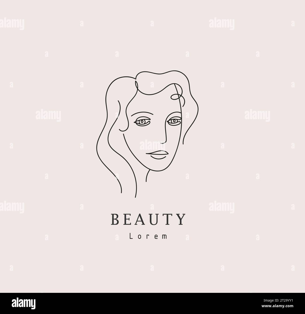 Vector minimalist linear woman illustration, abstract continuous line ...