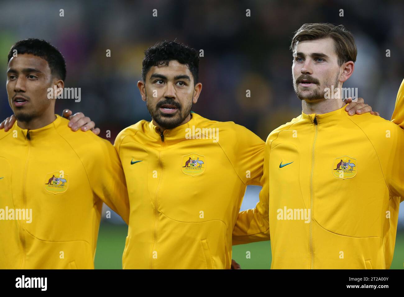 Massimo Luongo of Australia & Ipswich Town during the national anthem ...