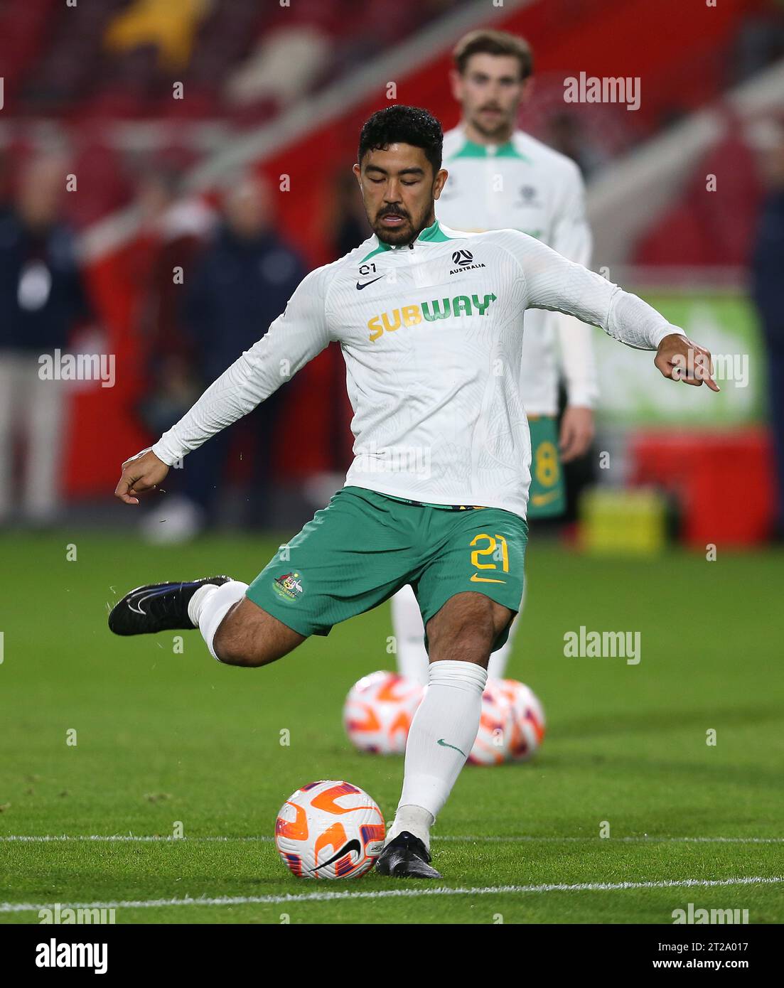 Massimo Luongo of Australia & Ipswich Town warms up. - Australia v New ...