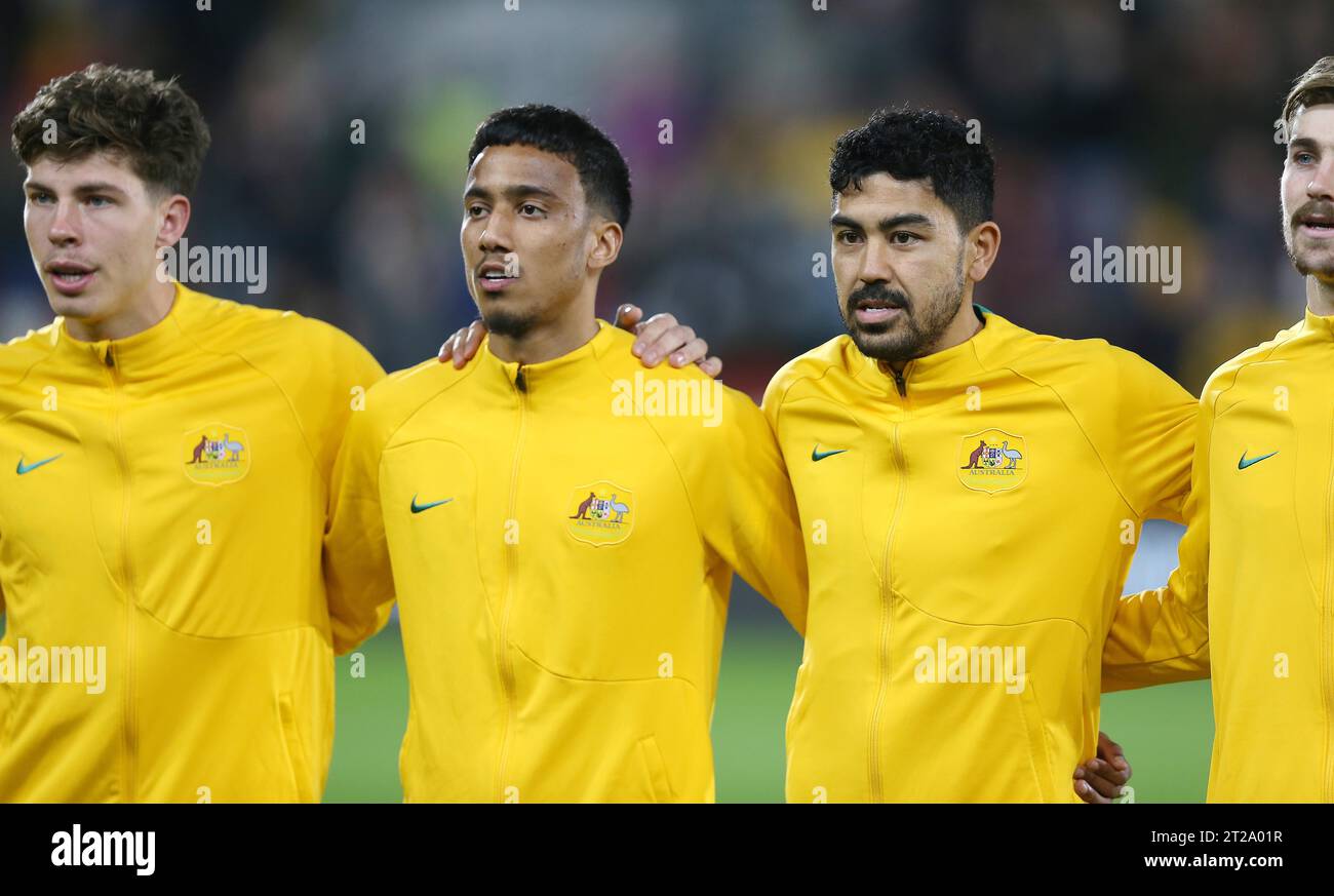 Massimo Luongo of Australia & Ipswich Town during the national anthem ...