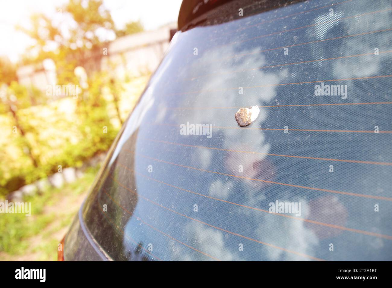 Bird droppings on car glass, damage from droppings to a car Stock Photo ...