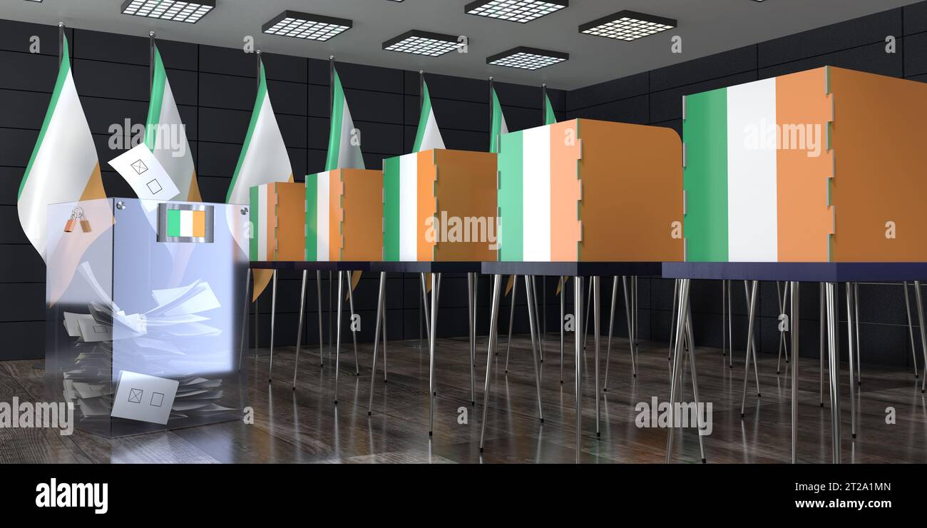 Ireland - polling station with voting booths and ballot box - election ...