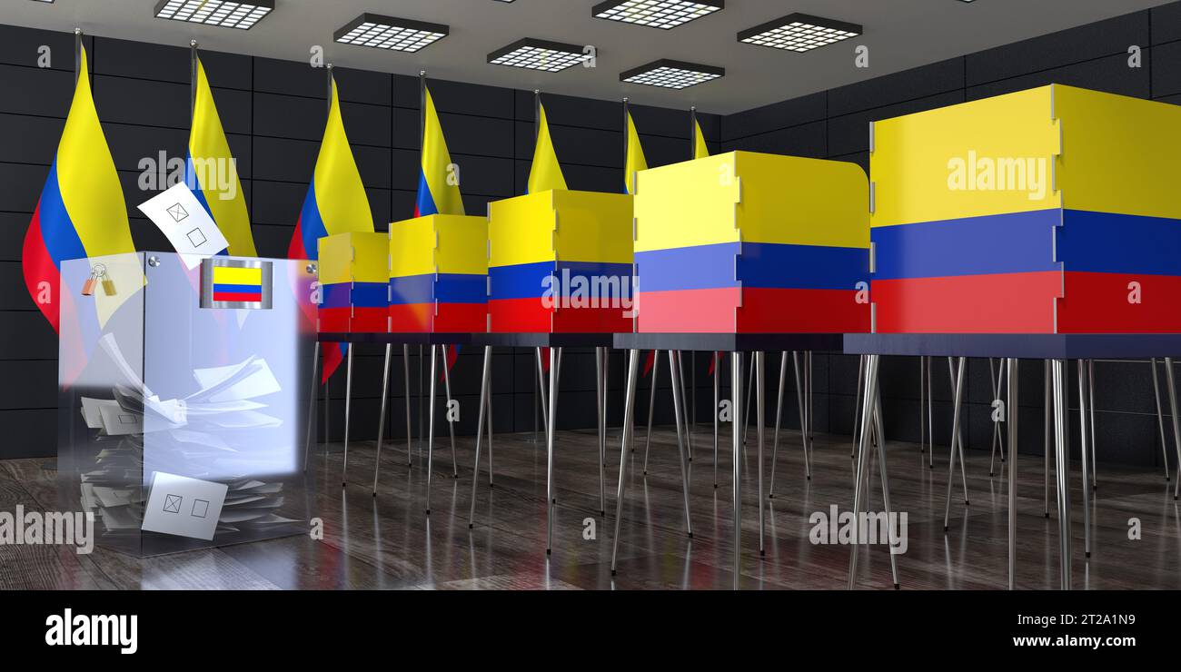Colombia - polling station with voting booths and ballot box - election ...