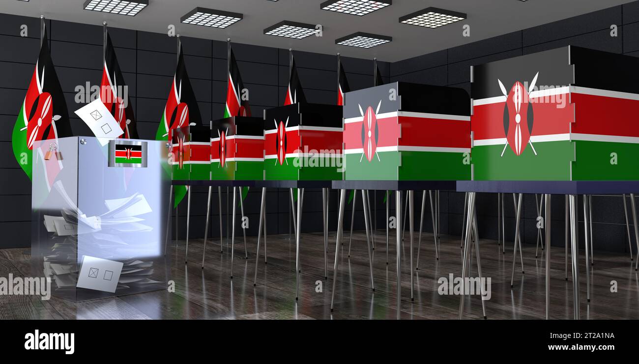Kenya - polling station with voting booths and ballot box - election ...