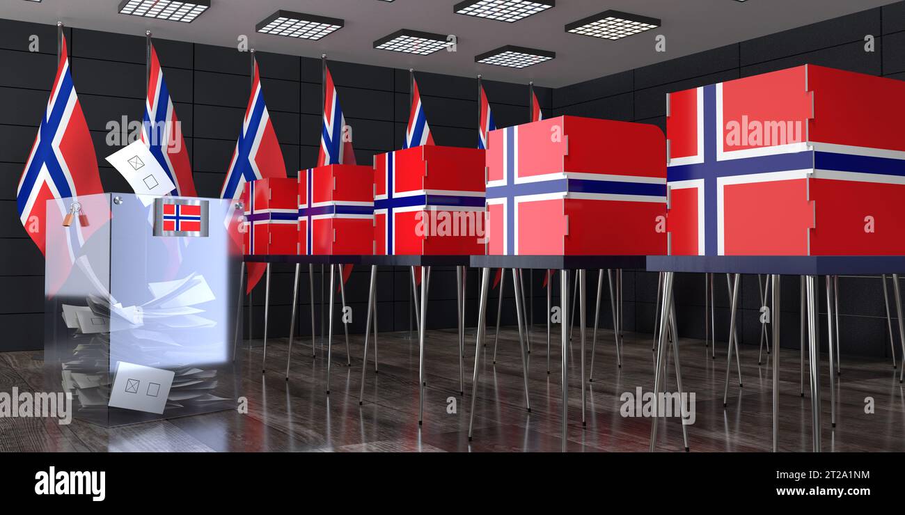 Norway - polling station with voting booths and ballot box - election ...