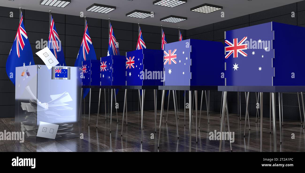 Australia - polling station with voting booths and ballot box ...