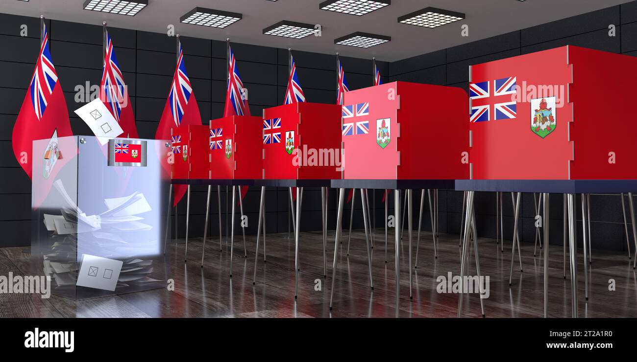 Bermuda - polling station with voting booths and ballot box - election ...