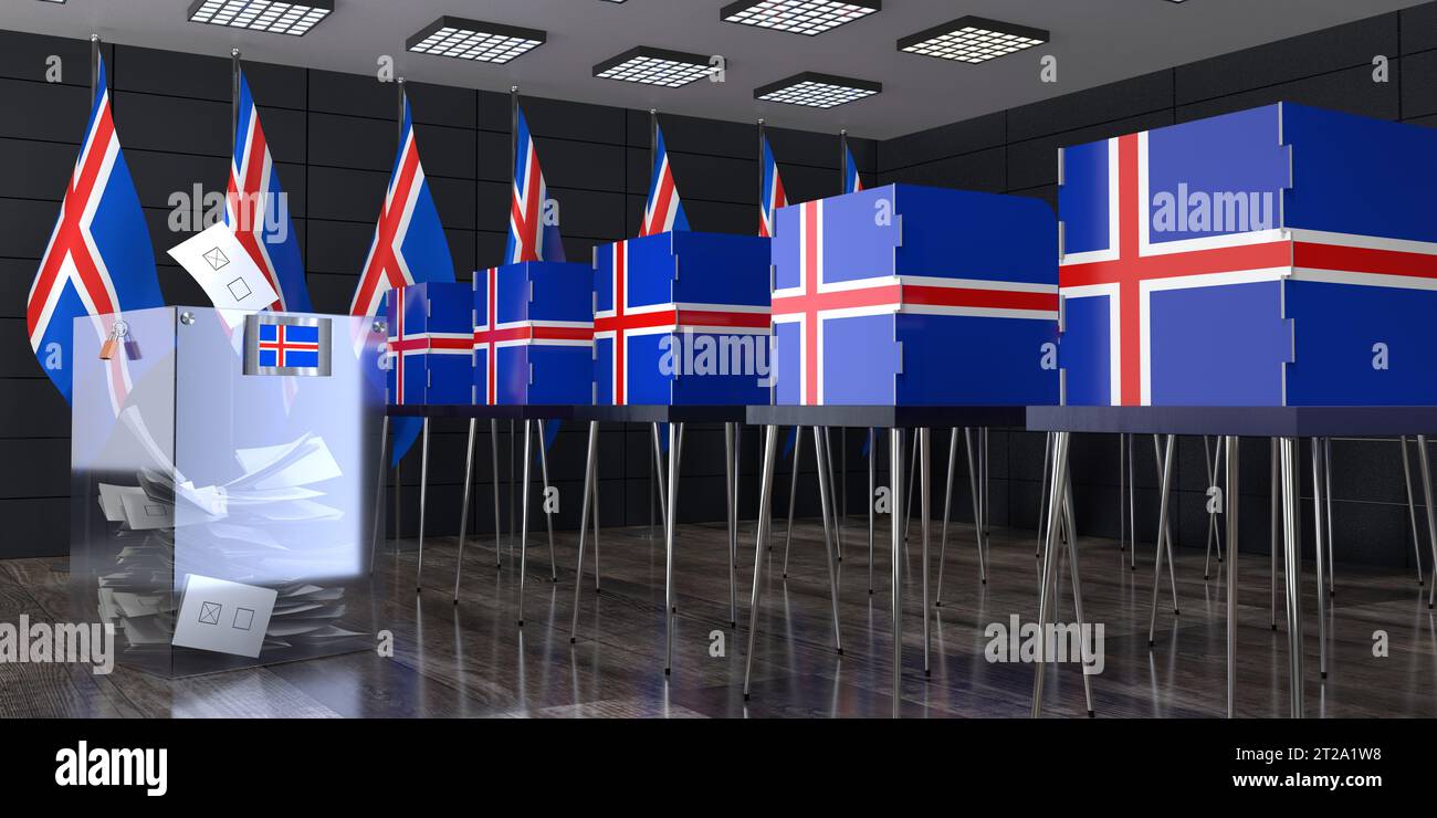 Iceland - polling station with voting booths and ballot box - election ...