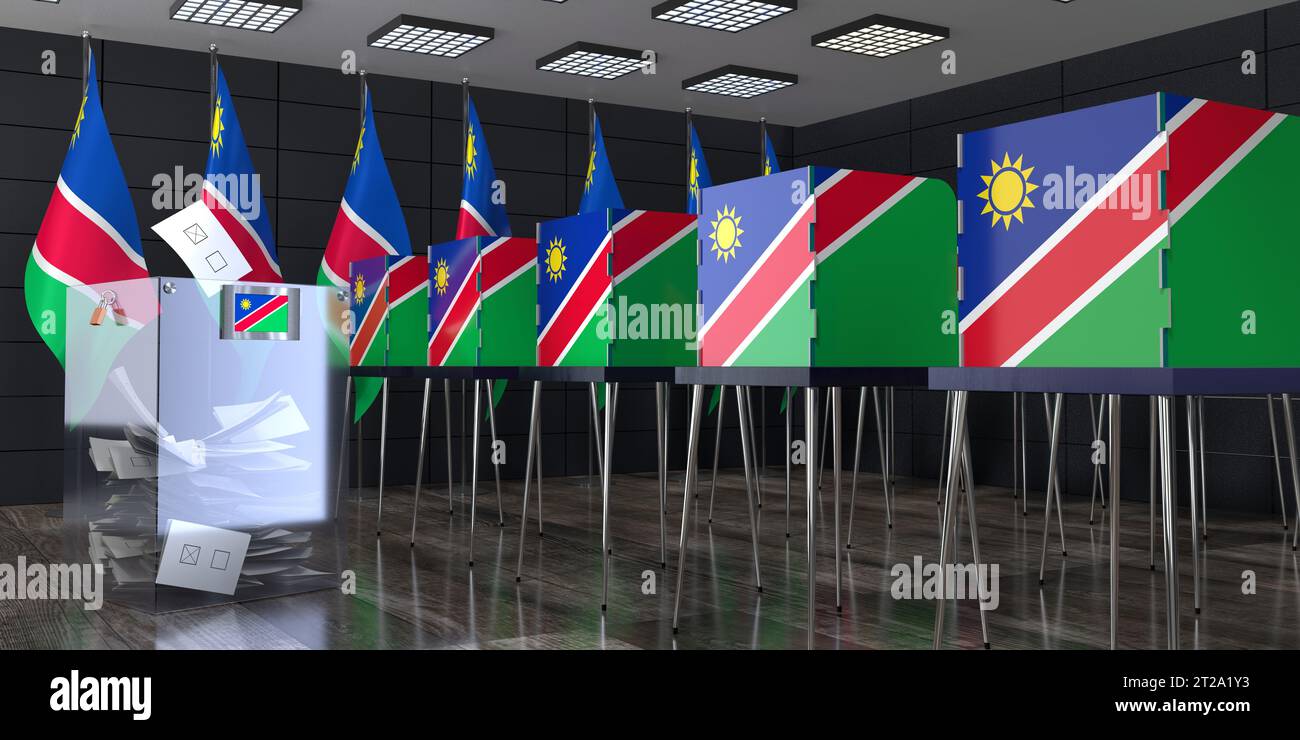 Namibia - polling station with voting booths and ballot box - election ...