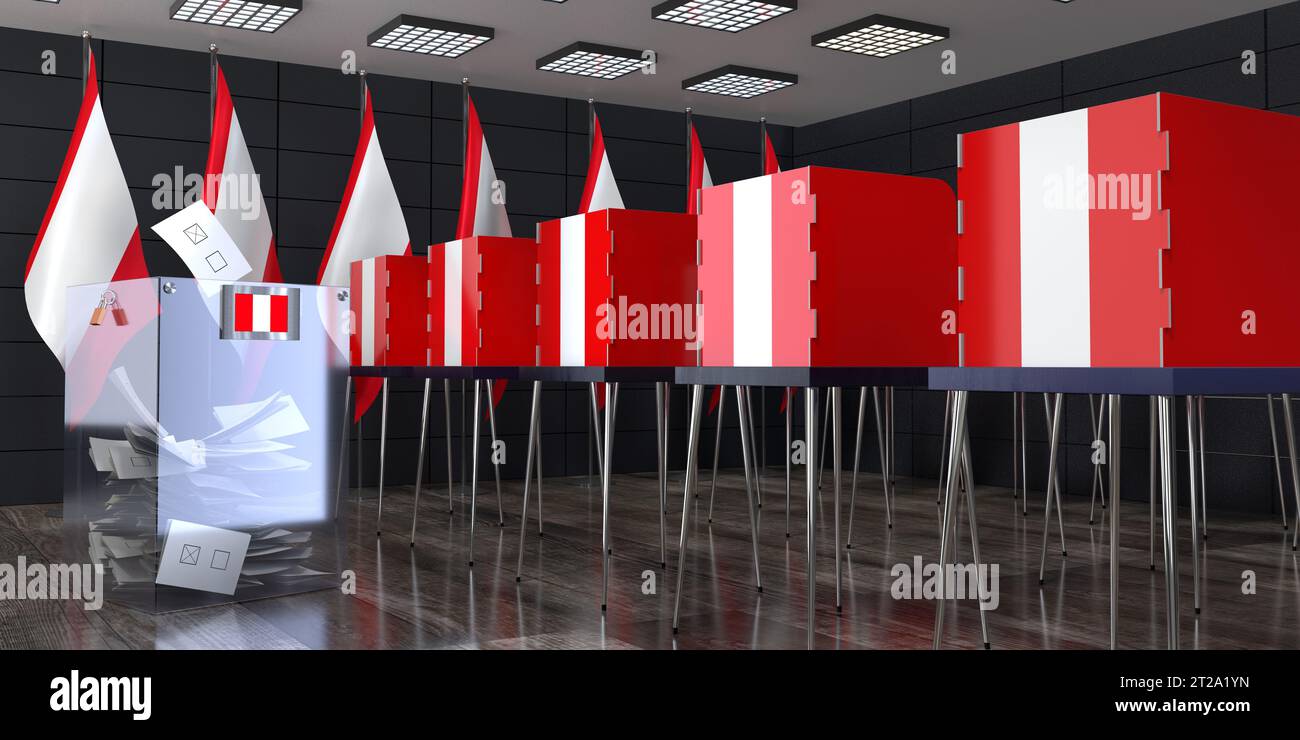 Peru - polling station with voting booths and ballot box - election ...