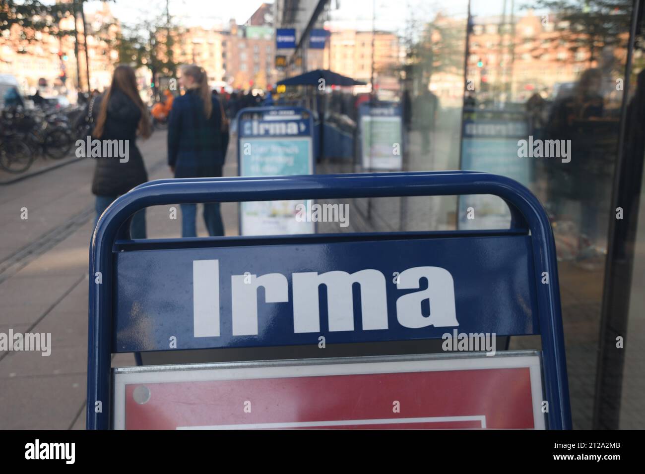 Copenhagen, Denmark /18 October. 2023/.Shopers and people walk b y Irma ...