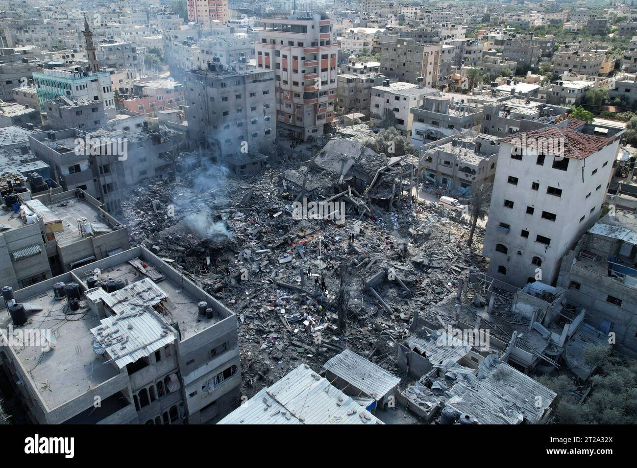 Buildings destroyed in Israeli airstrikes on Bureij refugee camp, Gaza ...