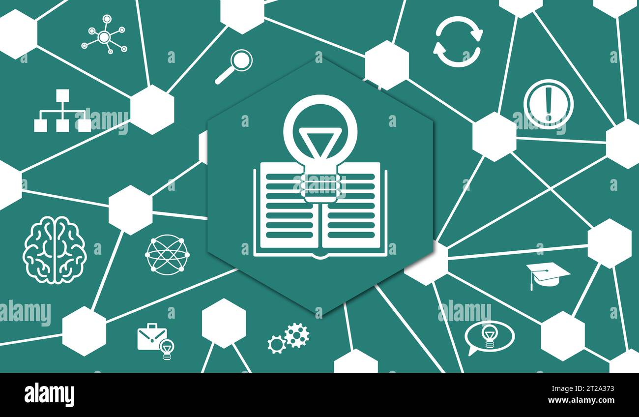 Concept of knowledge with connected icons Stock Photo - Alamy