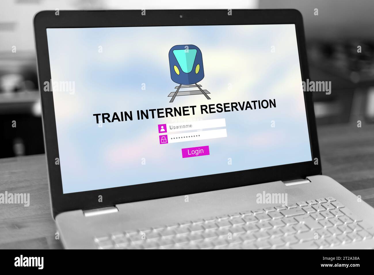 Laptop screen with train internet reservation concept Stock Photo - Alamy