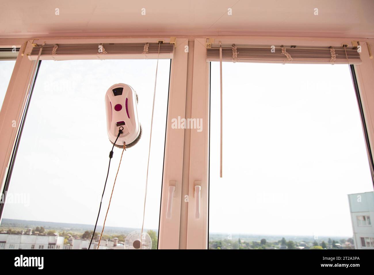 Vacuum glass washer robot washes pvc frame, modern device Stock Photo ...