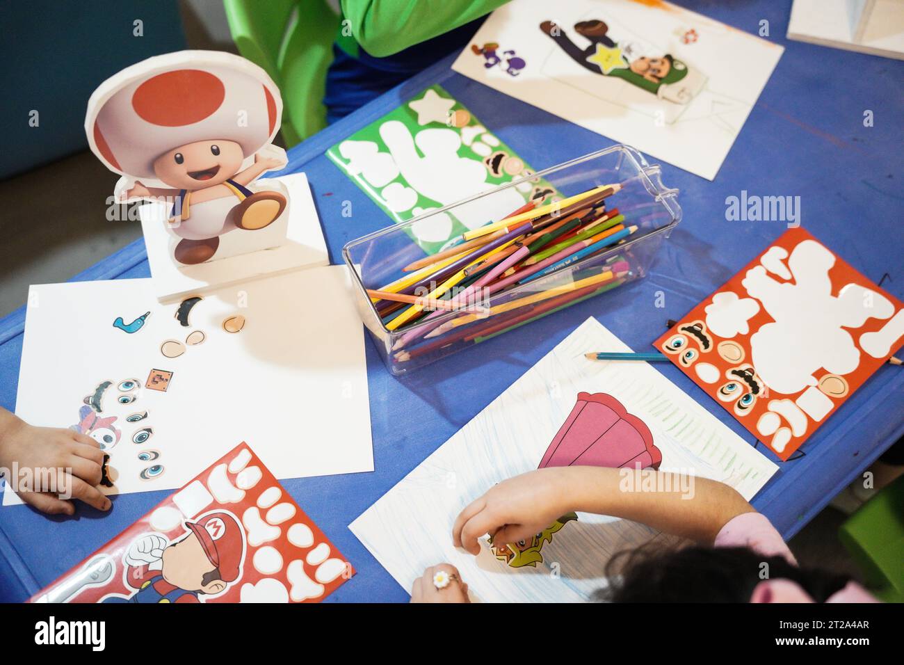 Kids Mario Arts and crafts. kids art and crafts at school on a blue ...