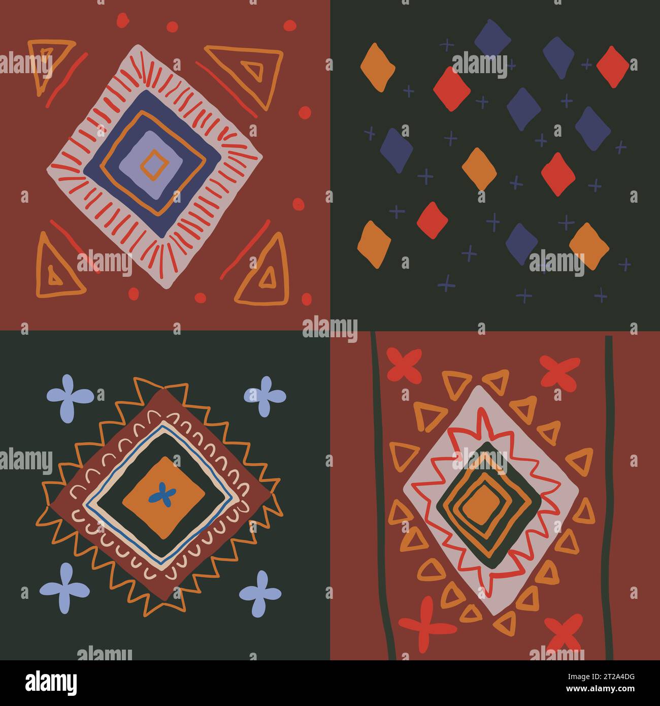 Holiday pattern with patches blanket, autumn cozy abstract pattern ...