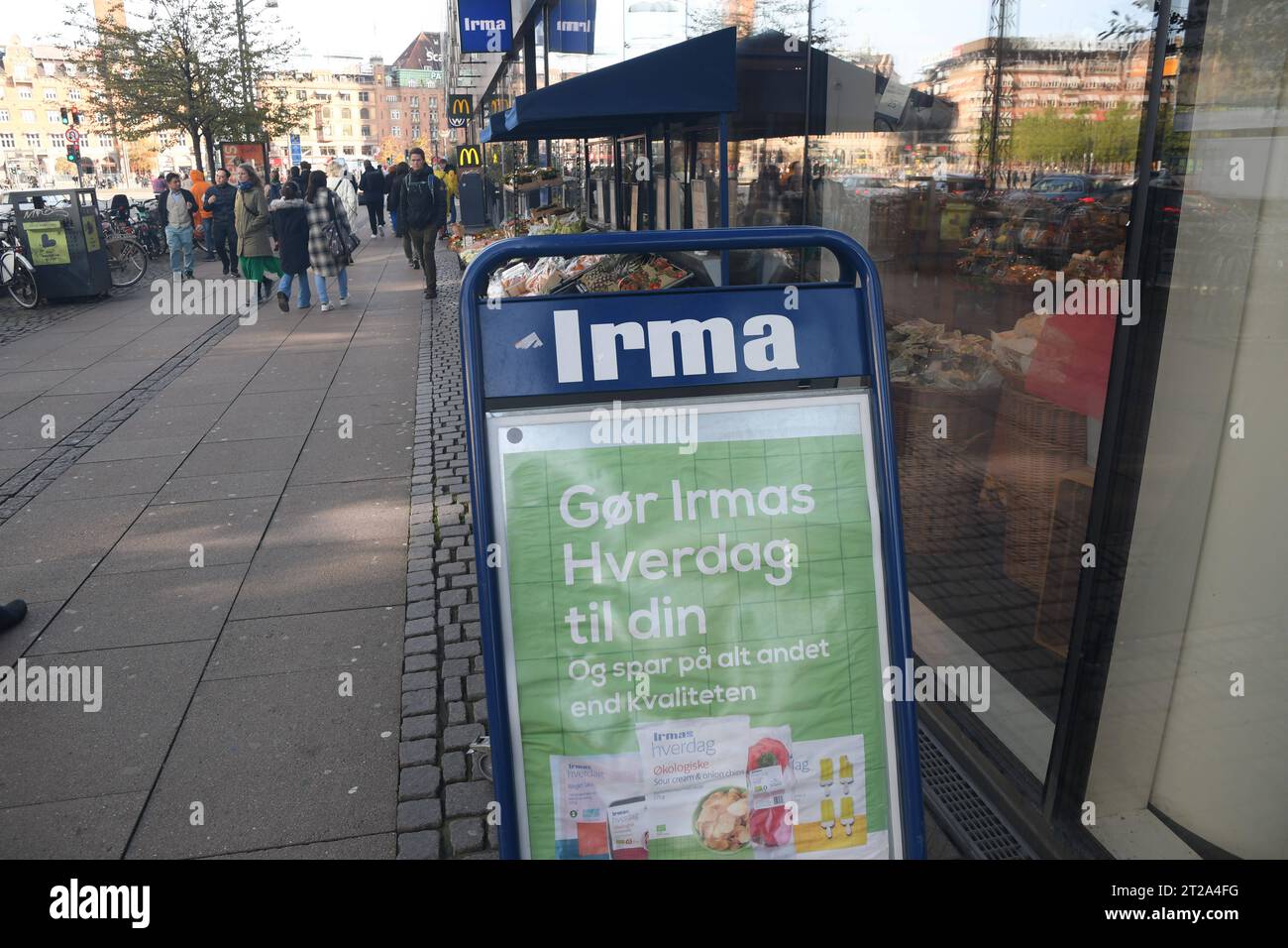 Copenhagen, Denmark /18 October. 2023/.Shopers and people walk b y Irma ...