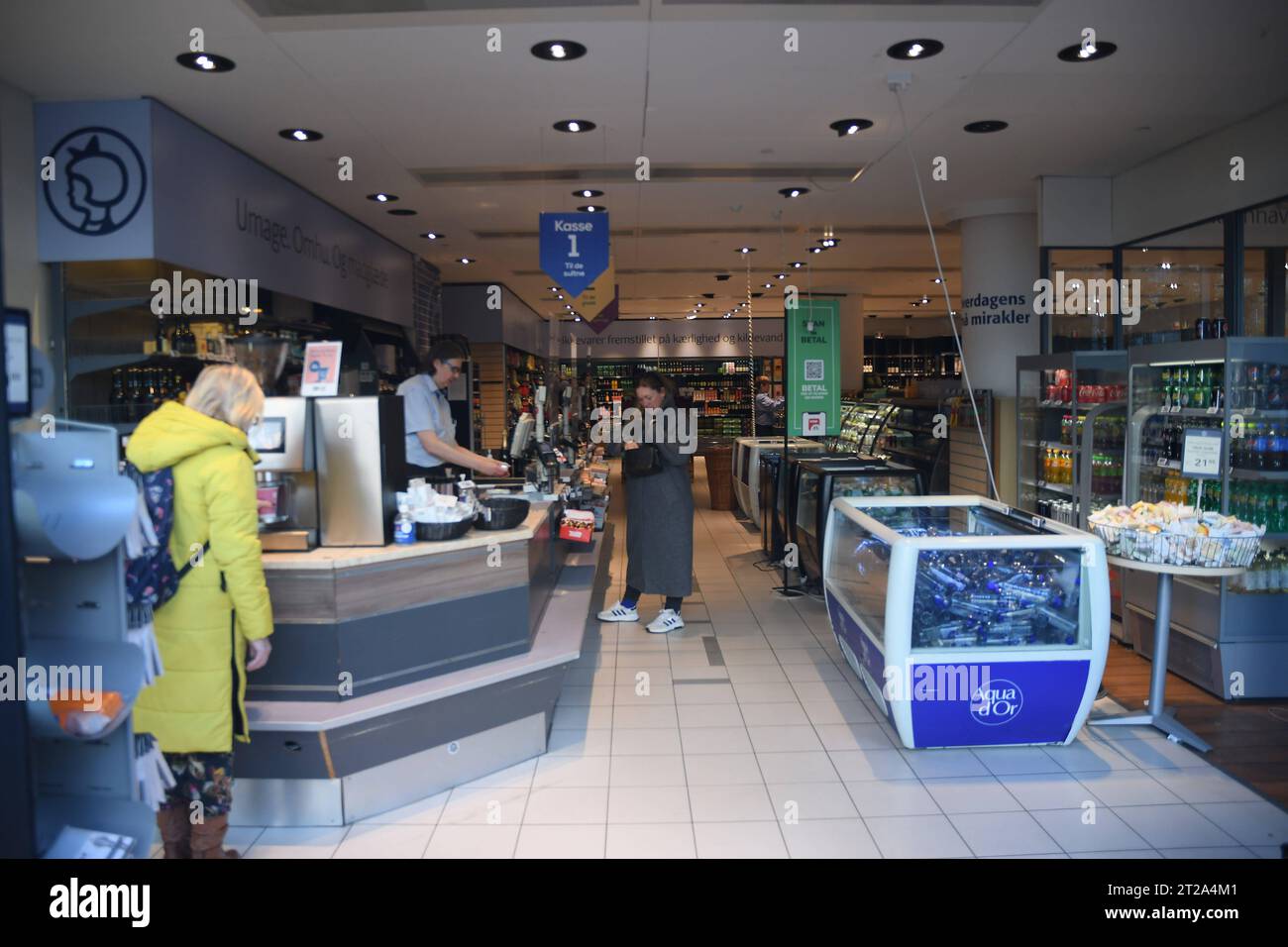 Copenhagen, Denmark /18 October. 2023/.Shopers and people walk b y Irma ...