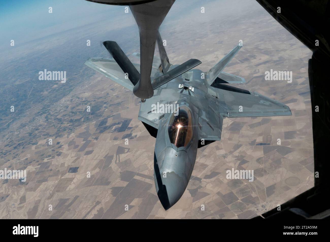 Area of Control, Syria. 27 June, 2023. A U.S. Air Force F-22 Raptor ...