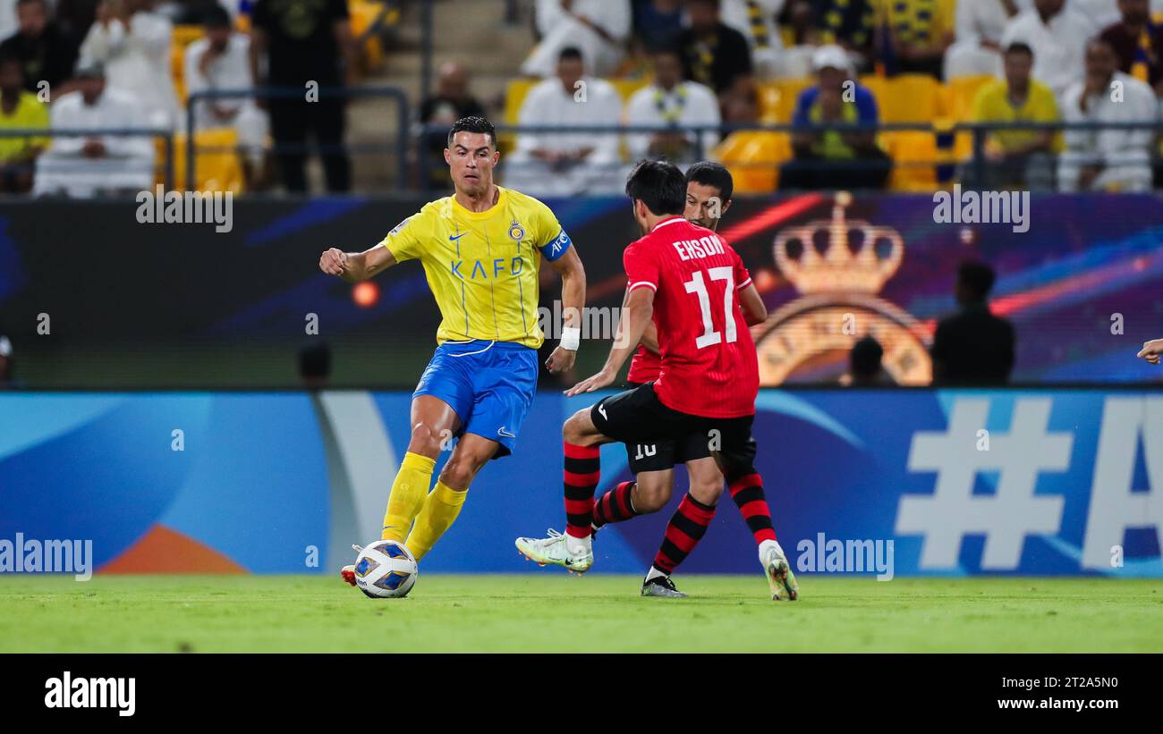 Cristiano Ronaldo of Al Nassr FC in action prior the Al Nassr FC (KSA) vs FC Istiklol (TJK ...