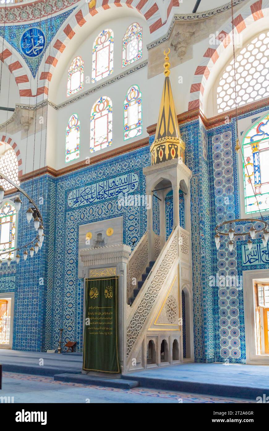 Istanbul, Turkey, The interior architecture of Rüstem Pasha Mosque ...