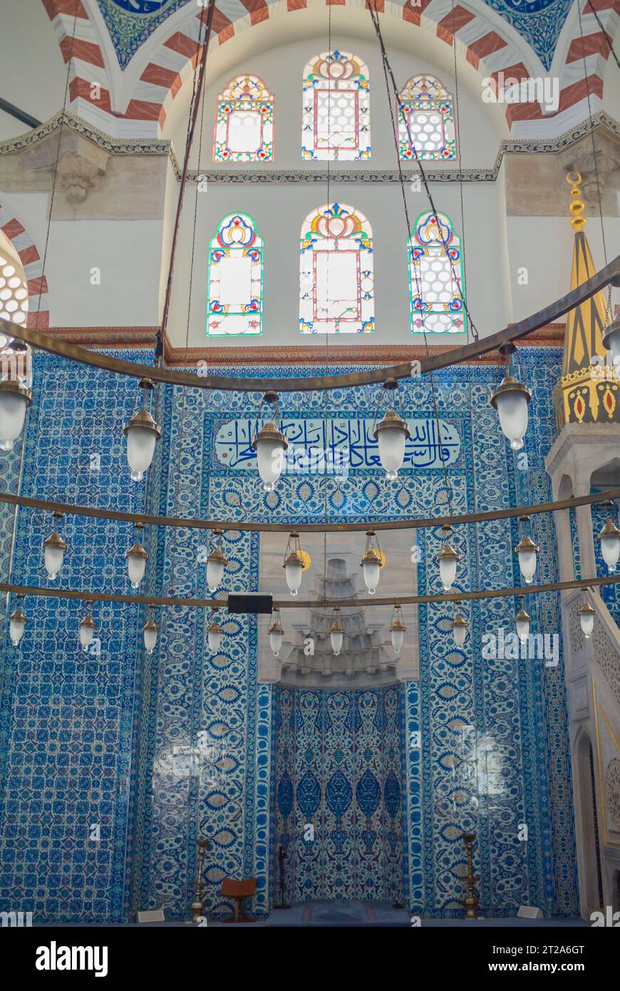 Istanbul, Turkey, The interior architecture of Rüstem Pasha Mosque ...