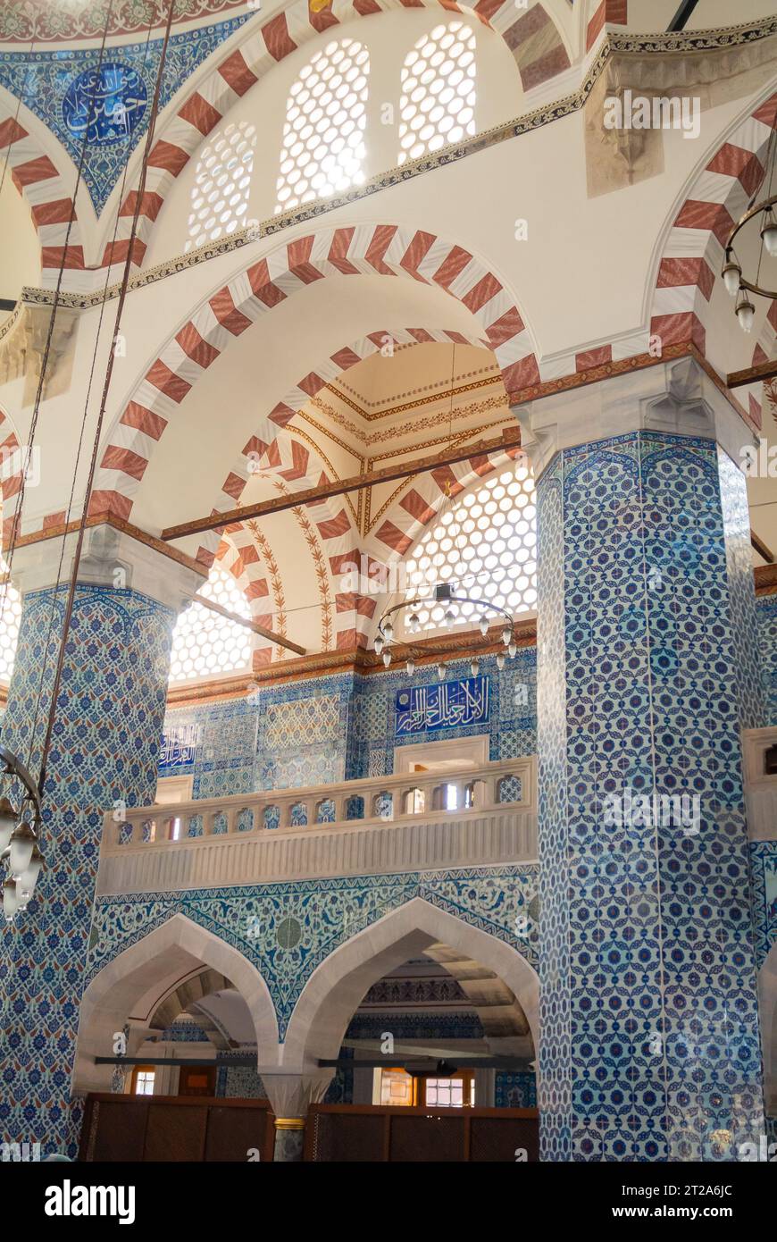 Istanbul, Turkey, The interior architecture of Rüstem Pasha Mosque ...