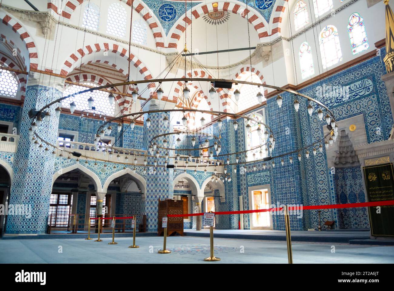 Istanbul, Turkey, The interior architecture of Rüstem Pasha Mosque ...