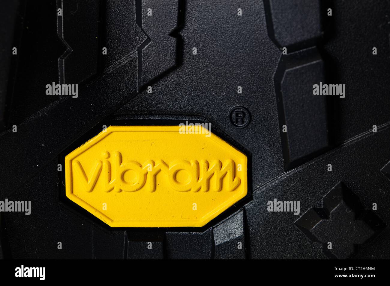 Bern, Switzerland - October 17, 2023: Closeup of Vibram soling system ...