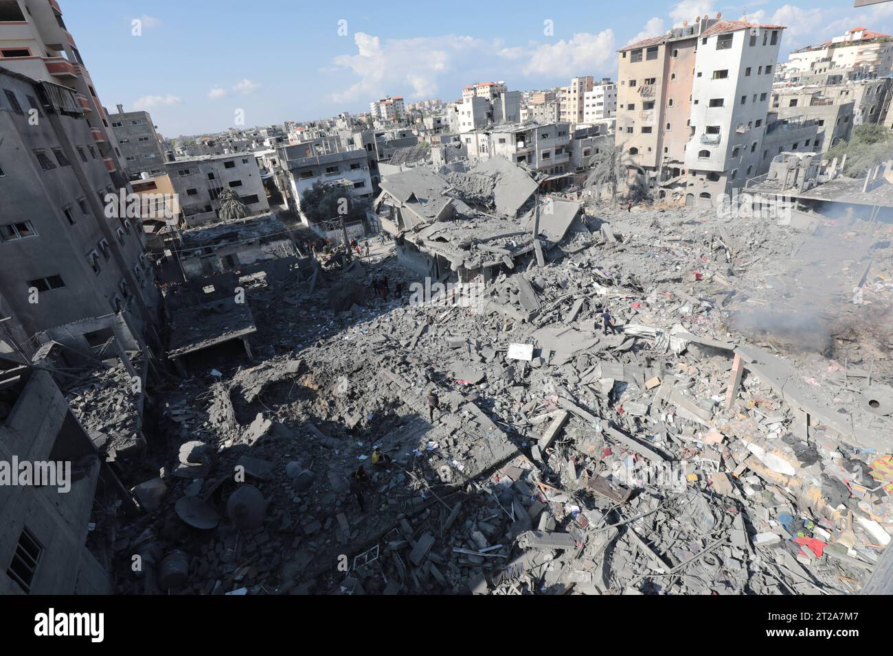 View of a destroyed buildings following the Israeli airstrikes on ...