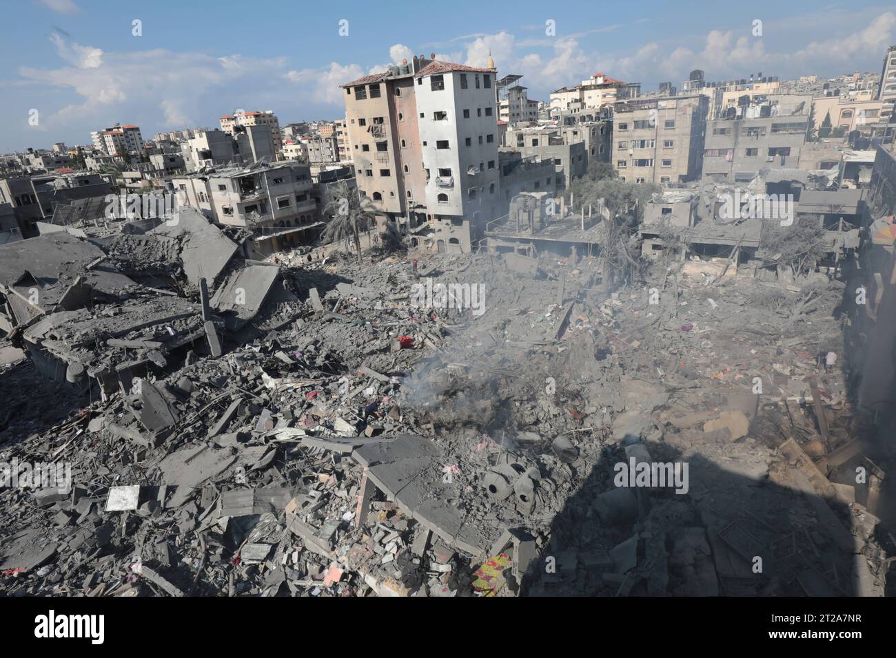 View of a destroyed buildings following the Israeli airstrikes on ...