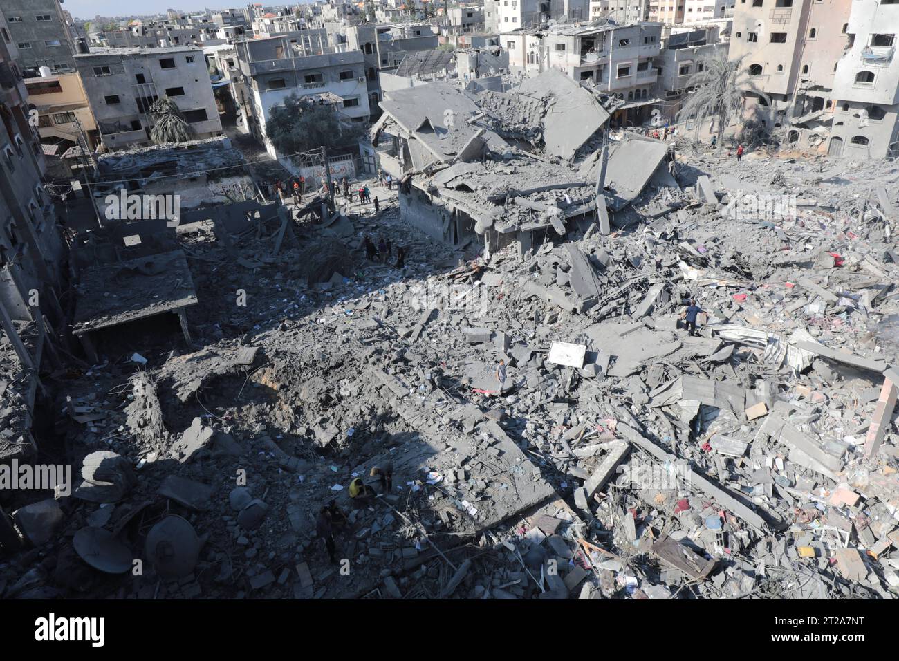 View of a destroyed buildings following the Israeli airstrikes on ...