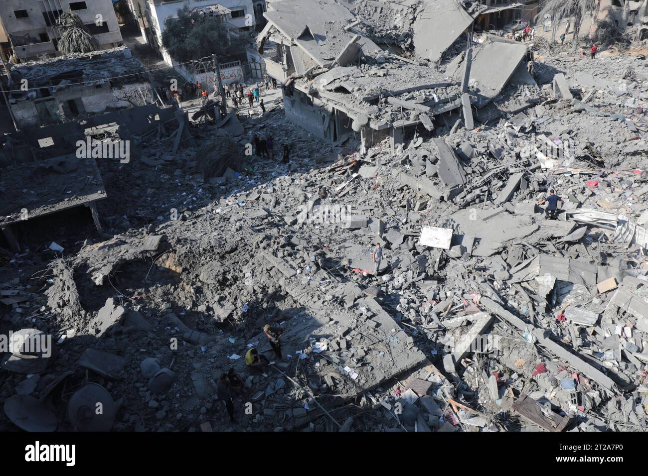 View of a destroyed buildings following the Israeli airstrikes on ...