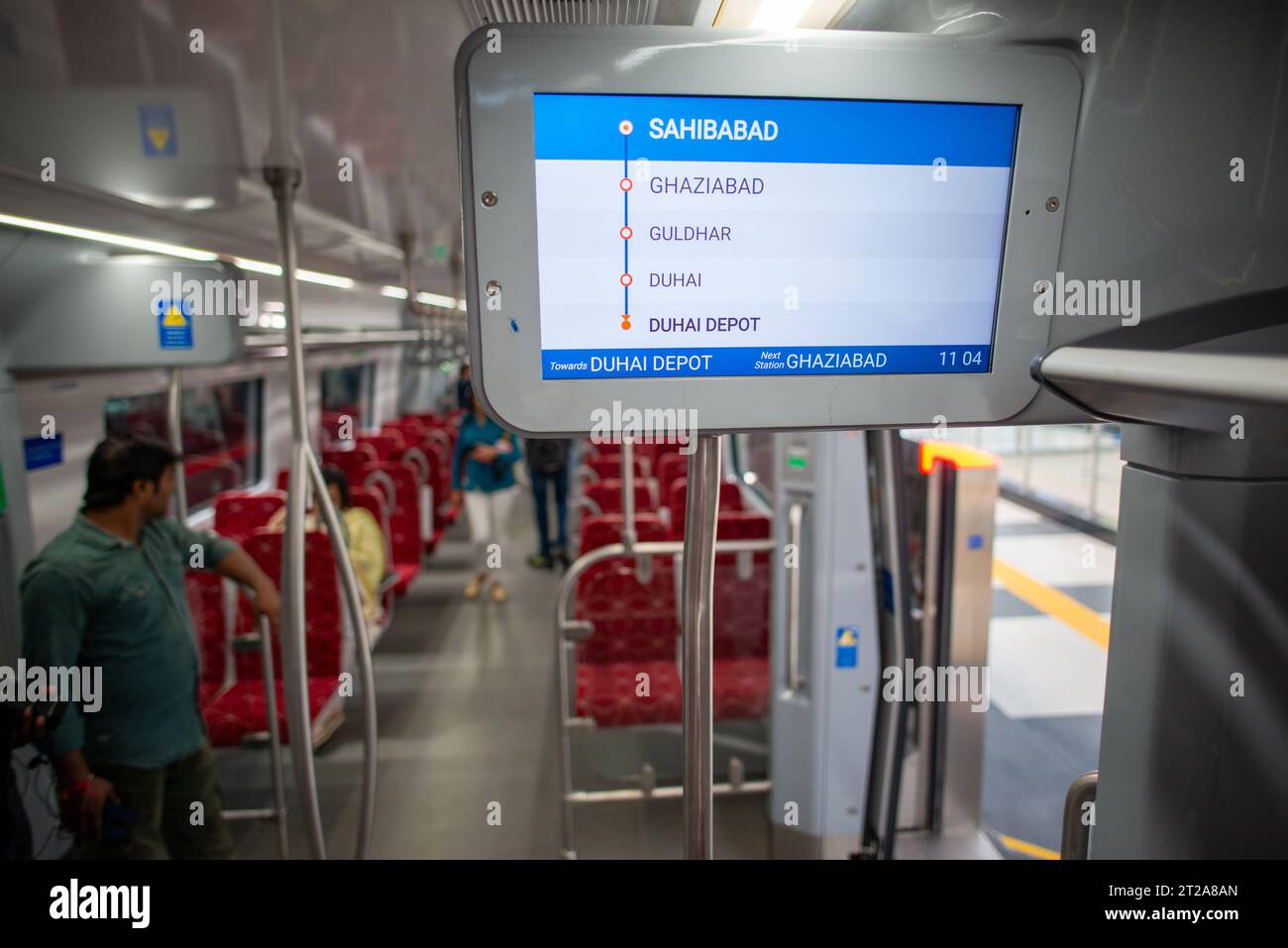 Display screen showing next station of a high-speed train from the ...