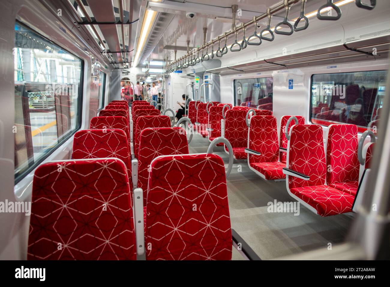 Interior of high-speed train from the Regional Rapid Transit System at ...