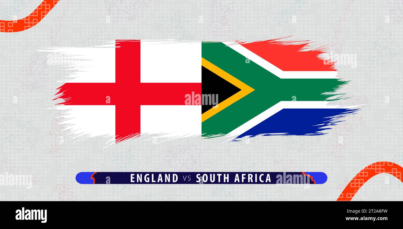 England vs South Africa, international rugby semi final match illustration in brushstroke style ...
