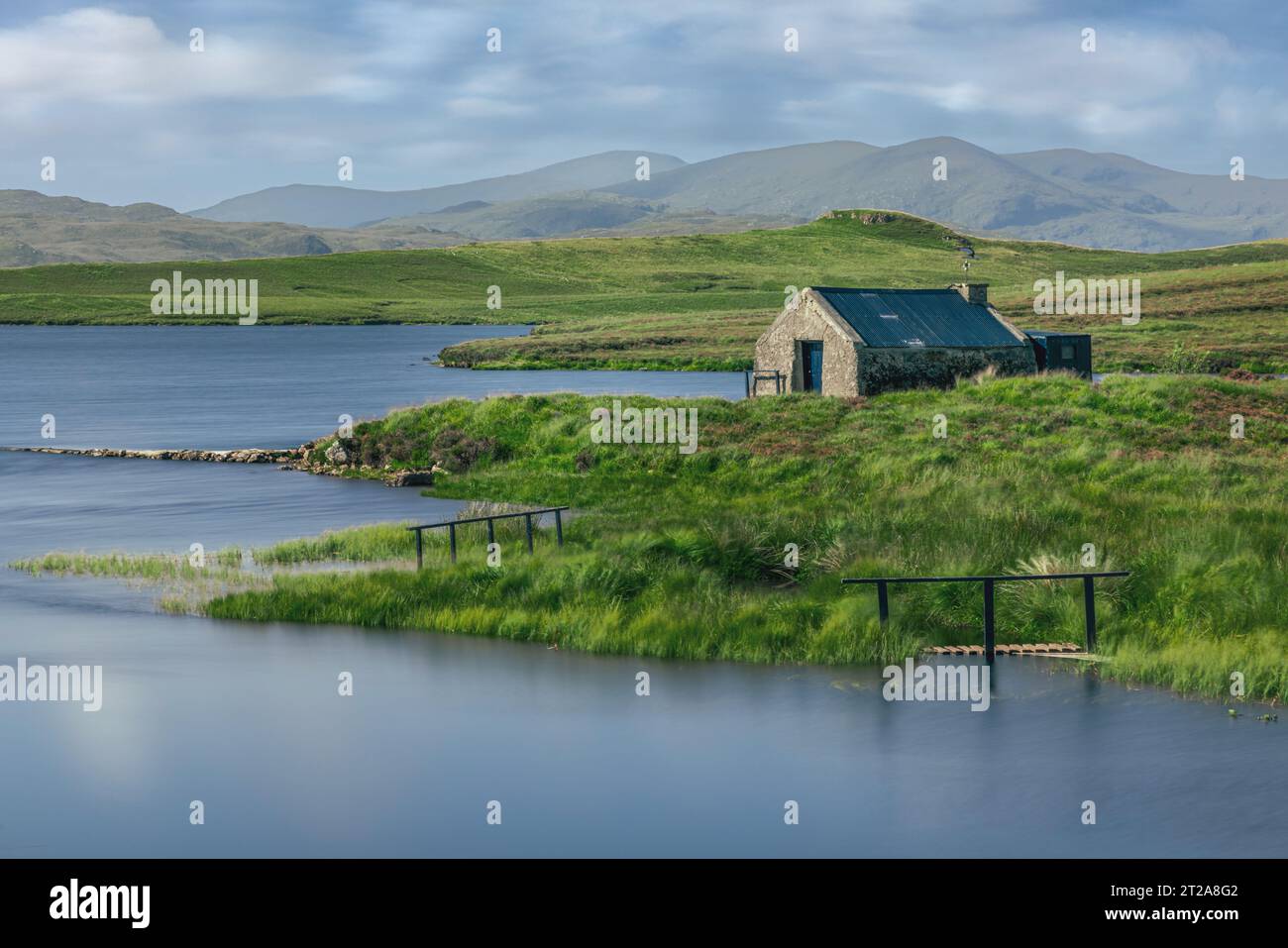 Picturesque boathouse at Loch Bhaltois, near Kinloch, Isle of Lewis ...
