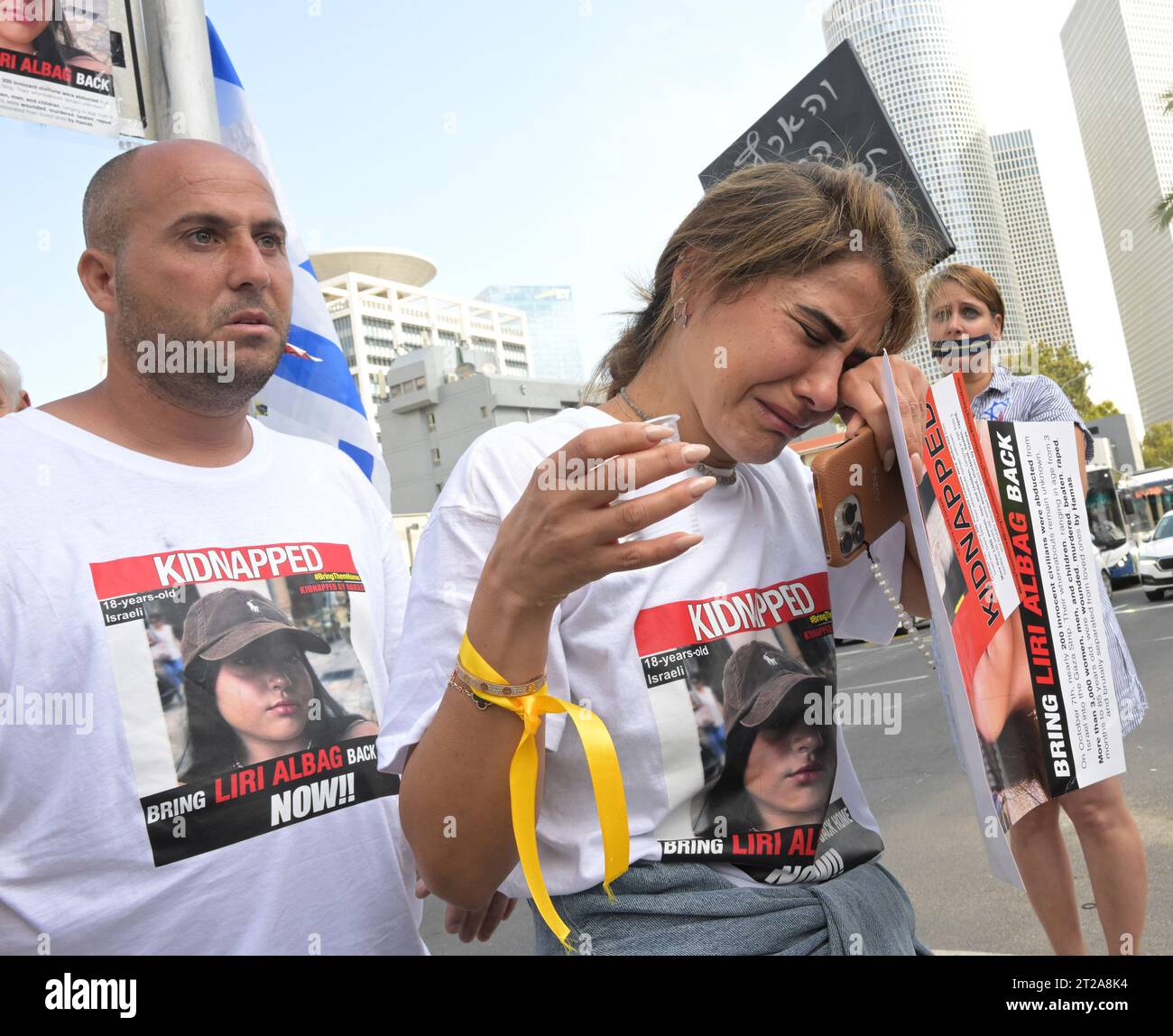 Tel Aviv, Israel. 18th Oct, 2023. Shir Albag, whose daughter Liri, 18 ...