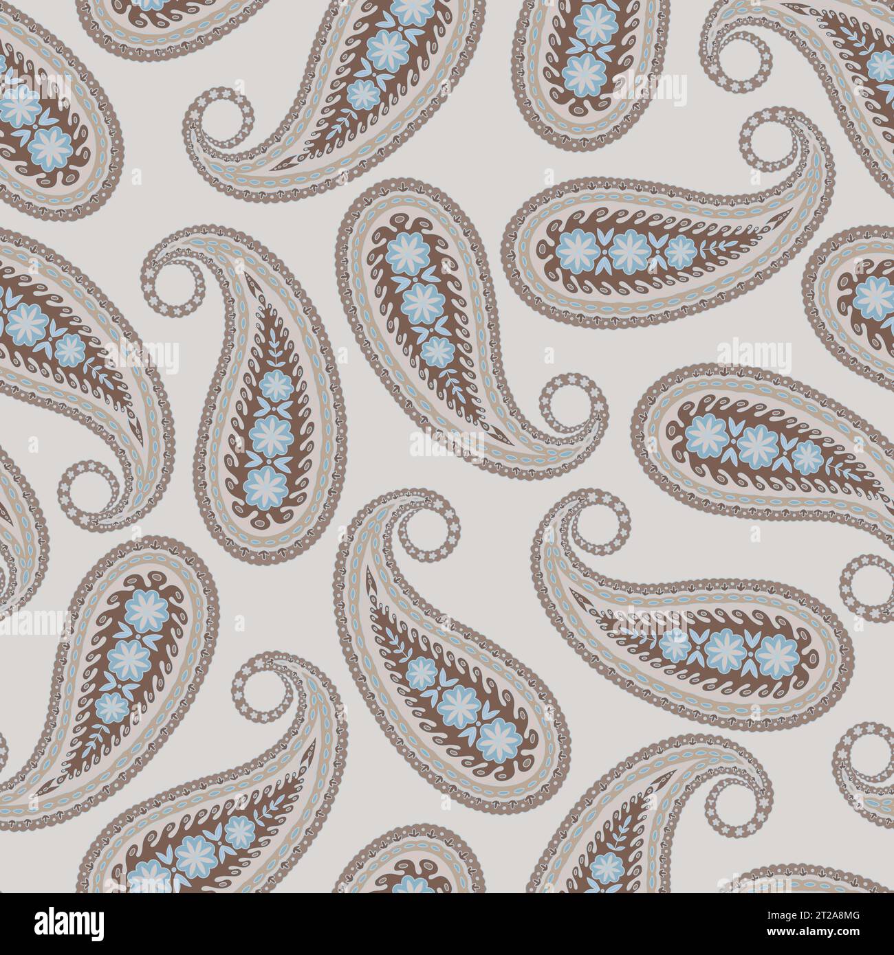 Repeating Paisley pattern in blue and light brown. Eastern-inspired ...
