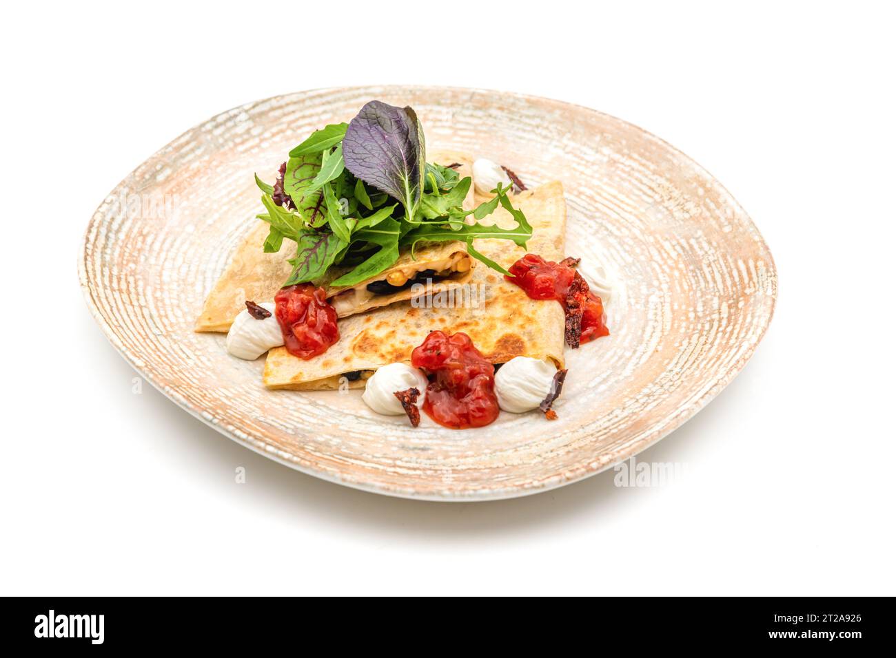 Mexican food molotes with sauces on white background Stock Photo - Alamy