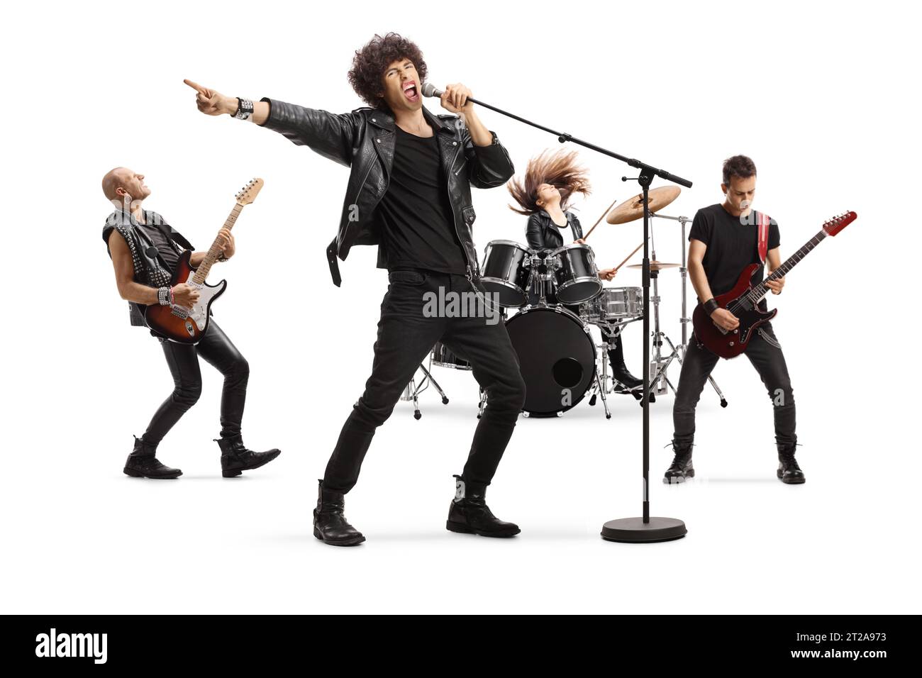 Rock music band performing isolated on white background Stock Photo - Alamy