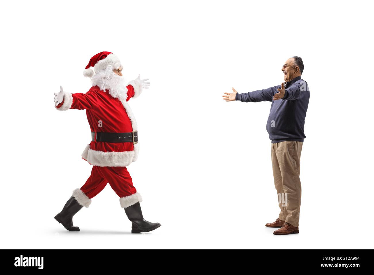 Full length profile shot of a mature man waiting for santa claus with ...