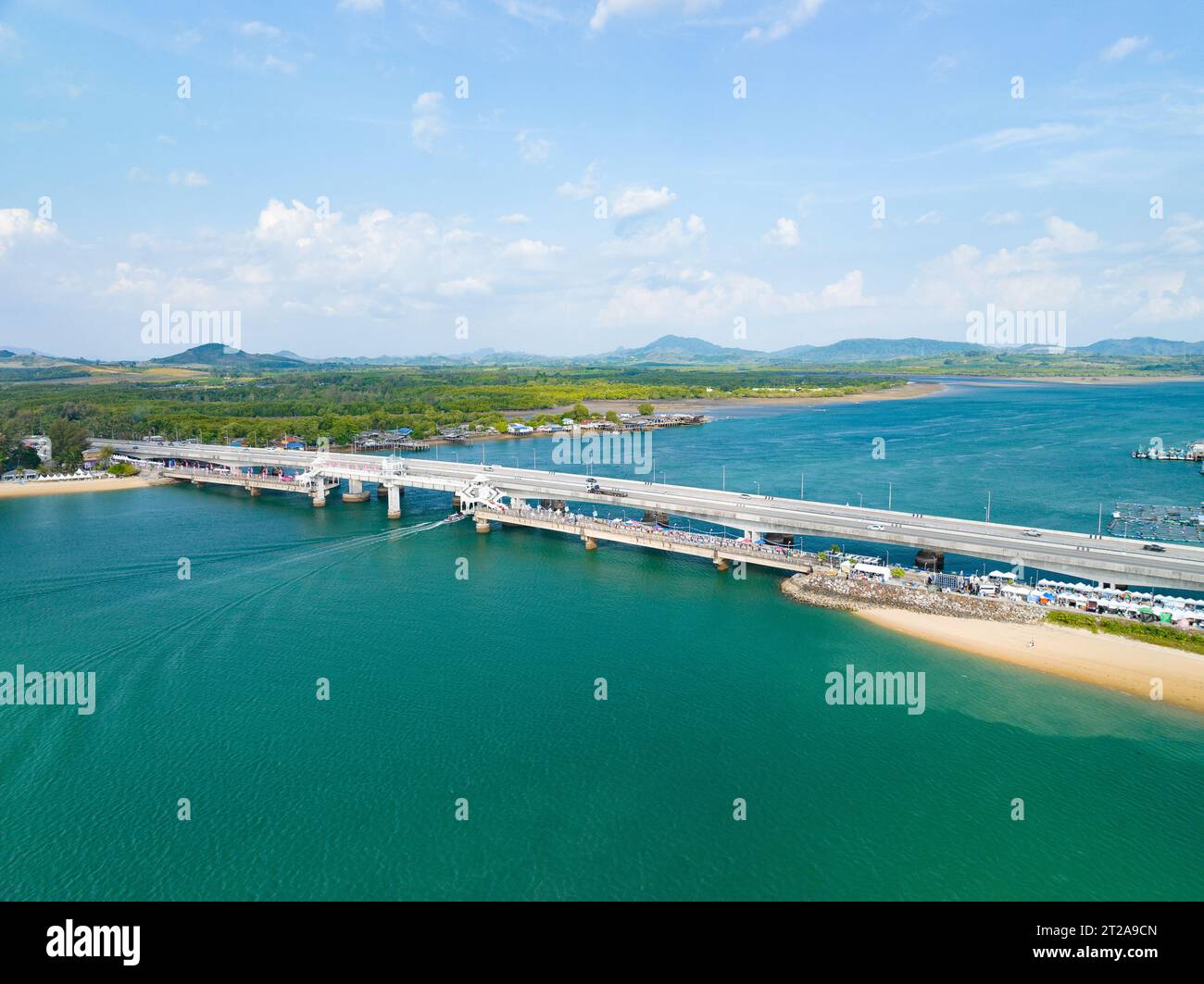 Aerial view of sarasin bridge in Phuket Thailand transportation ...