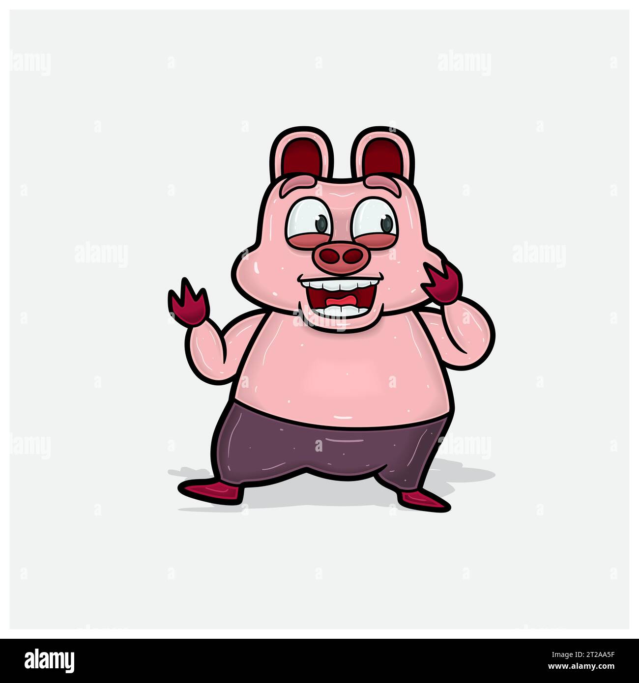 Pig Character Cartoon With Happy and Hungry. Vectors and Illustrations ...